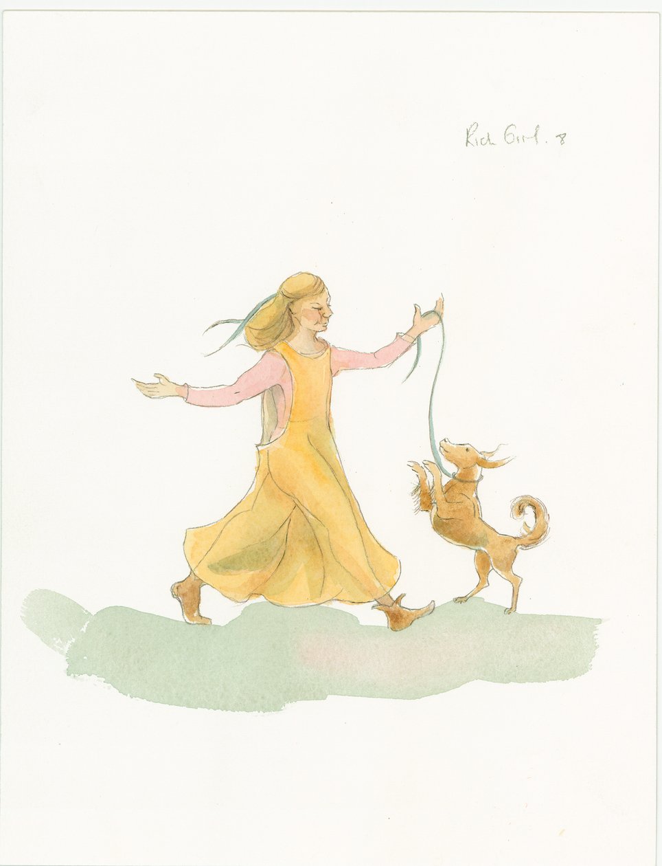 A Medieval Woman Playing with a Dog by Judith Dobie