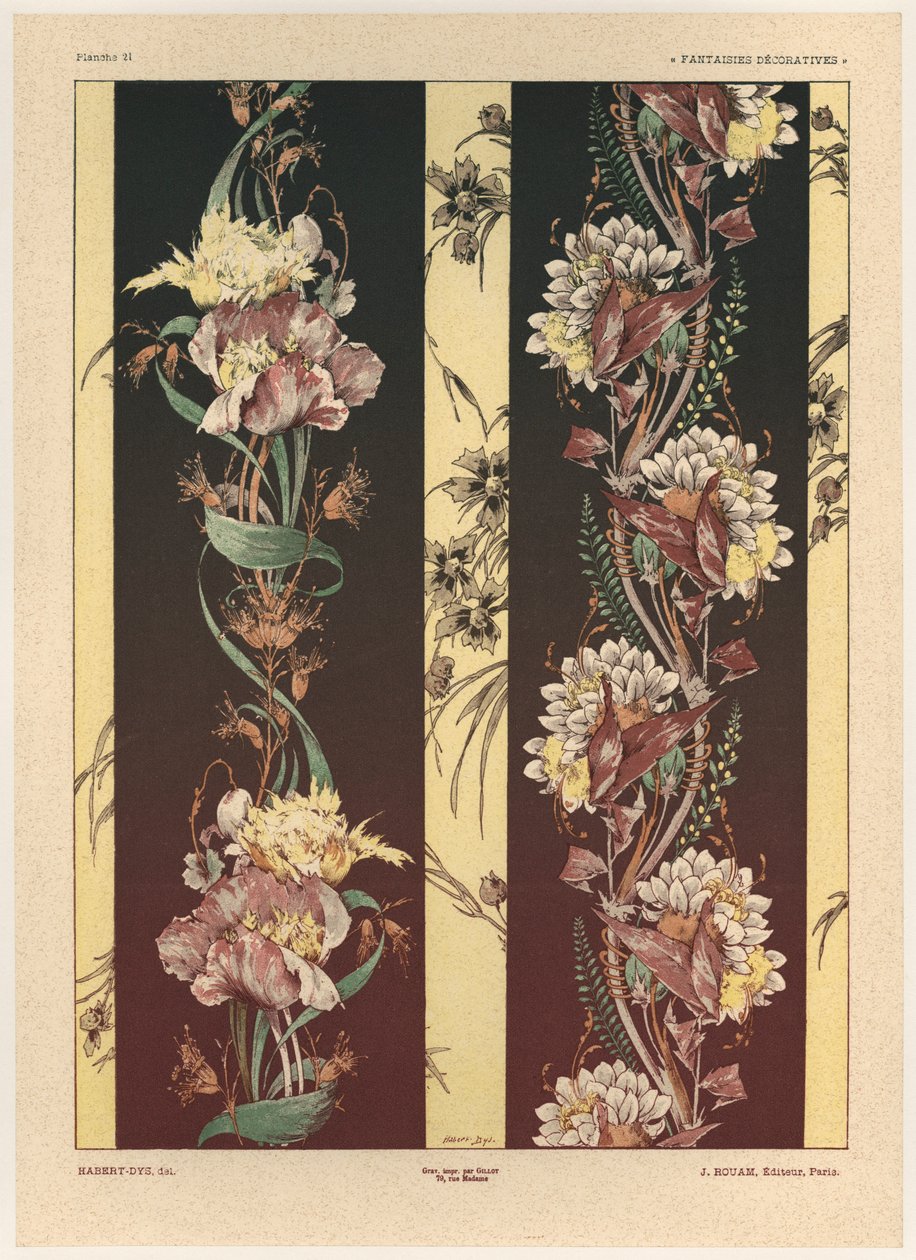 Flowers, Plate 21 from 'Fantaisies Decoratives', Engraved by Gillot ...