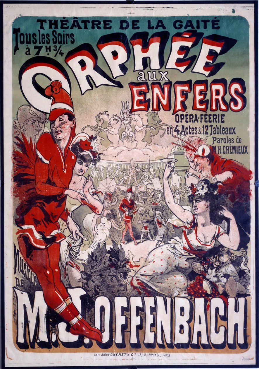 Poster for the operette 'Orphee aux Enfers' put to music by Jacques Offenbach at the Theatre de ...