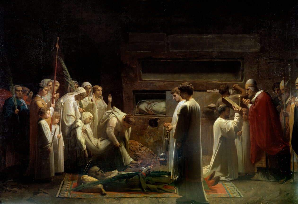 The martyrs at the catacombs Christian religious assembly at the ...