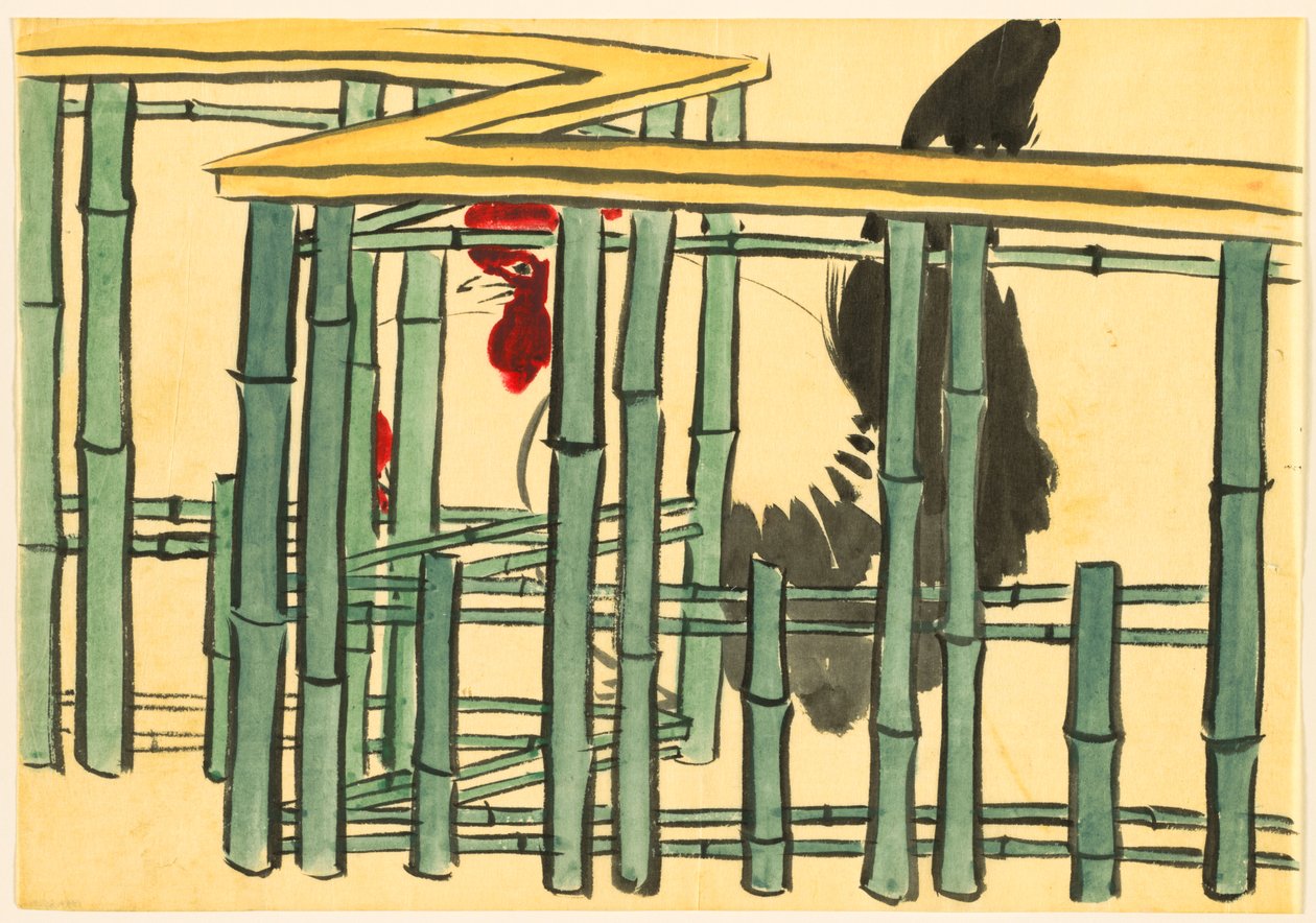 Flowers of a Hundred Worlds: Rooster by Kamisaka Sekka