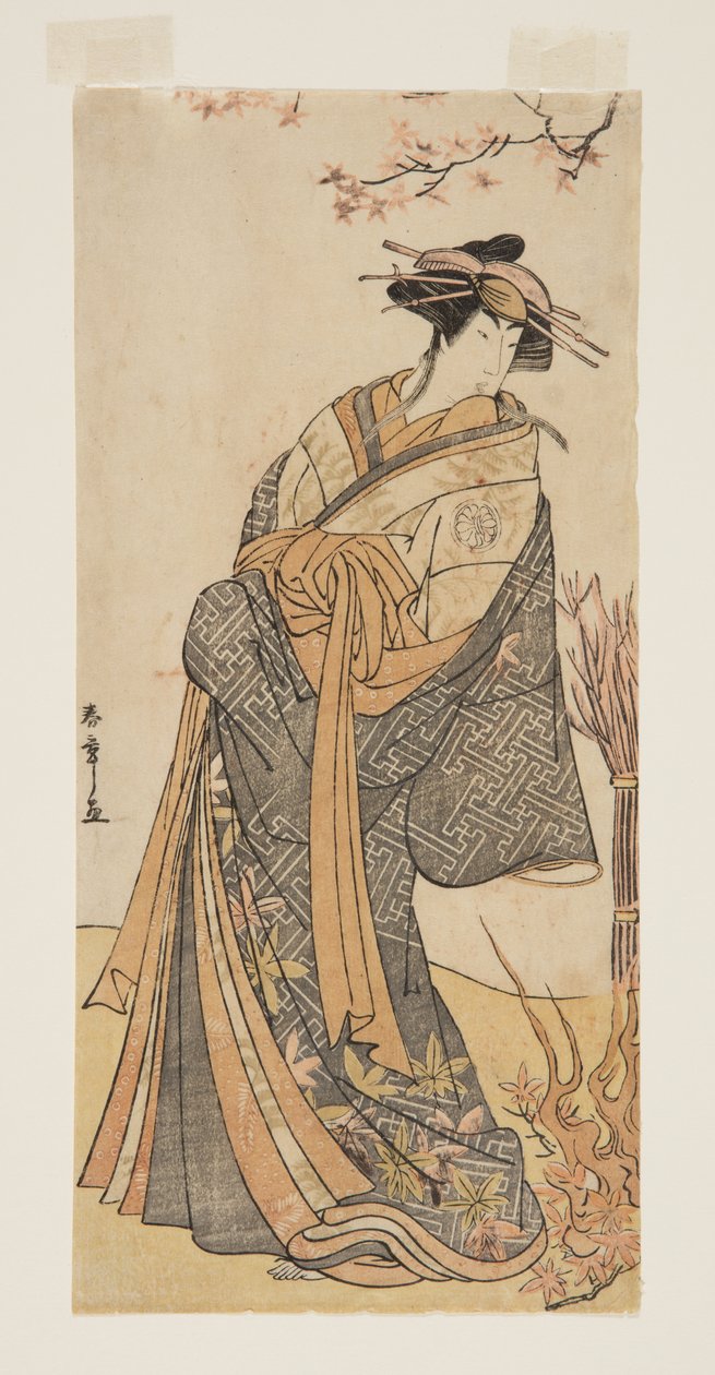 Actor Segawa Tomisaburo II as a Tall Courtesan Standing in a Room