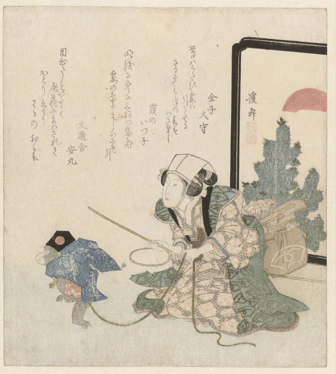 A Female Monkey Trainer by Keisai Eisen: Buy fine art prints