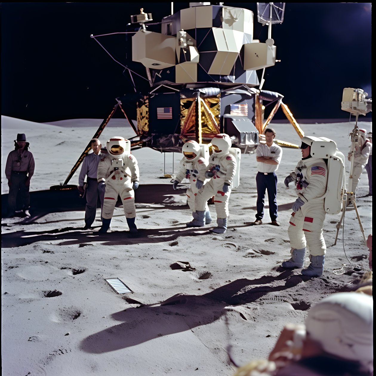 Group of People with TV Camera Showing the Fake Apollo 11 Project 1