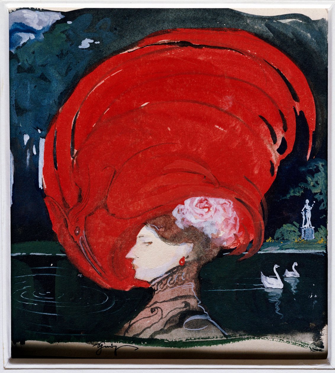 The Lady with the Red Hat, Portrait of an Elegant Woman with a Red ...
