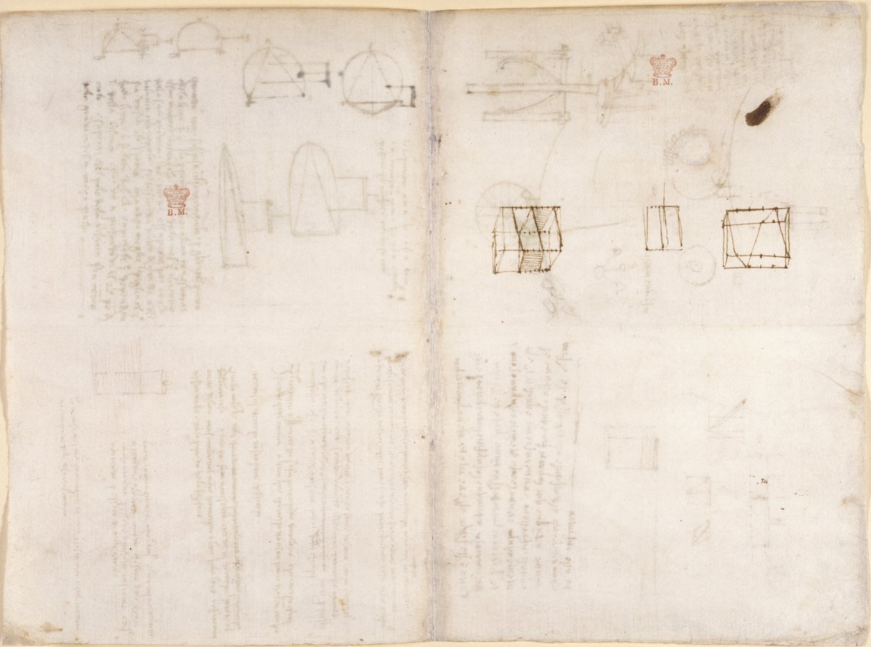 Blank page with diagrams, from 'Codex Arundel'