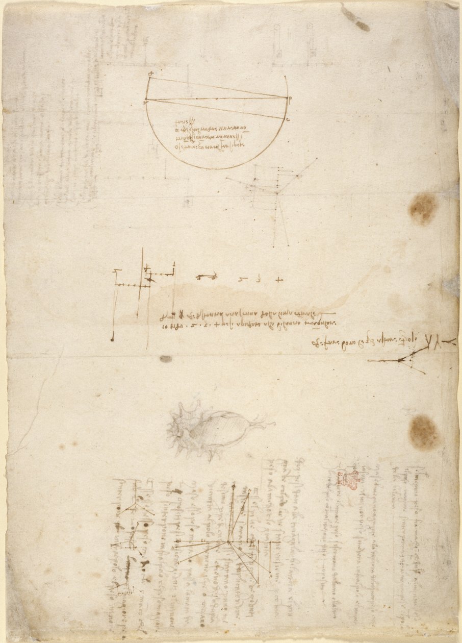 Notes and diagrams on mechanics, from 'Codex Arundel'