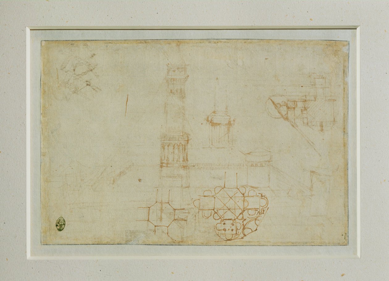 Two Studies of a Central Plan Building by Leonardo da Vinci