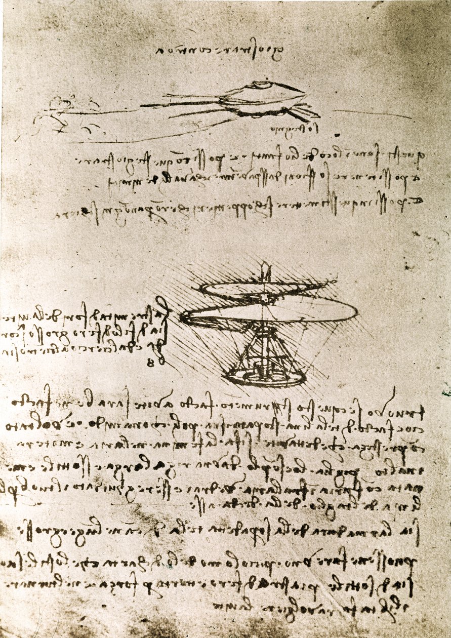 Extract from a Da Vinci Manuscript describing the principle and the ...
