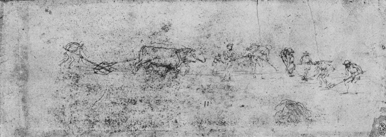 Men Ploughing and Digging, c1480 by Leonardo da Vinci