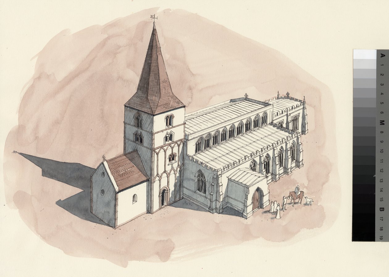 Reconstruction Drawing of St. Peter's Church During the 15th Century