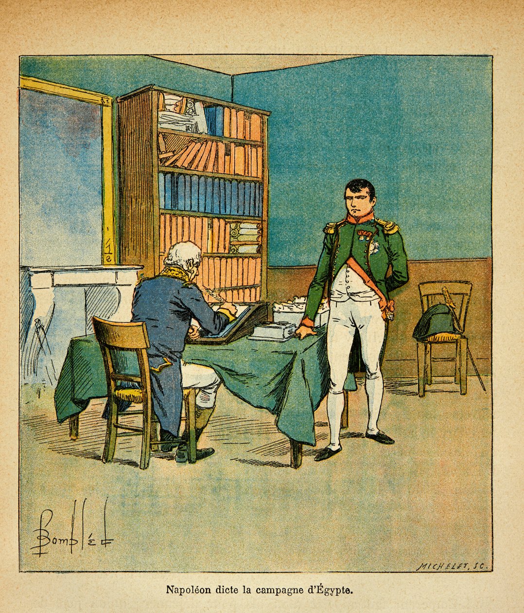 In exile, Emperor Napoleon dictates his memorials to the great marshal ...