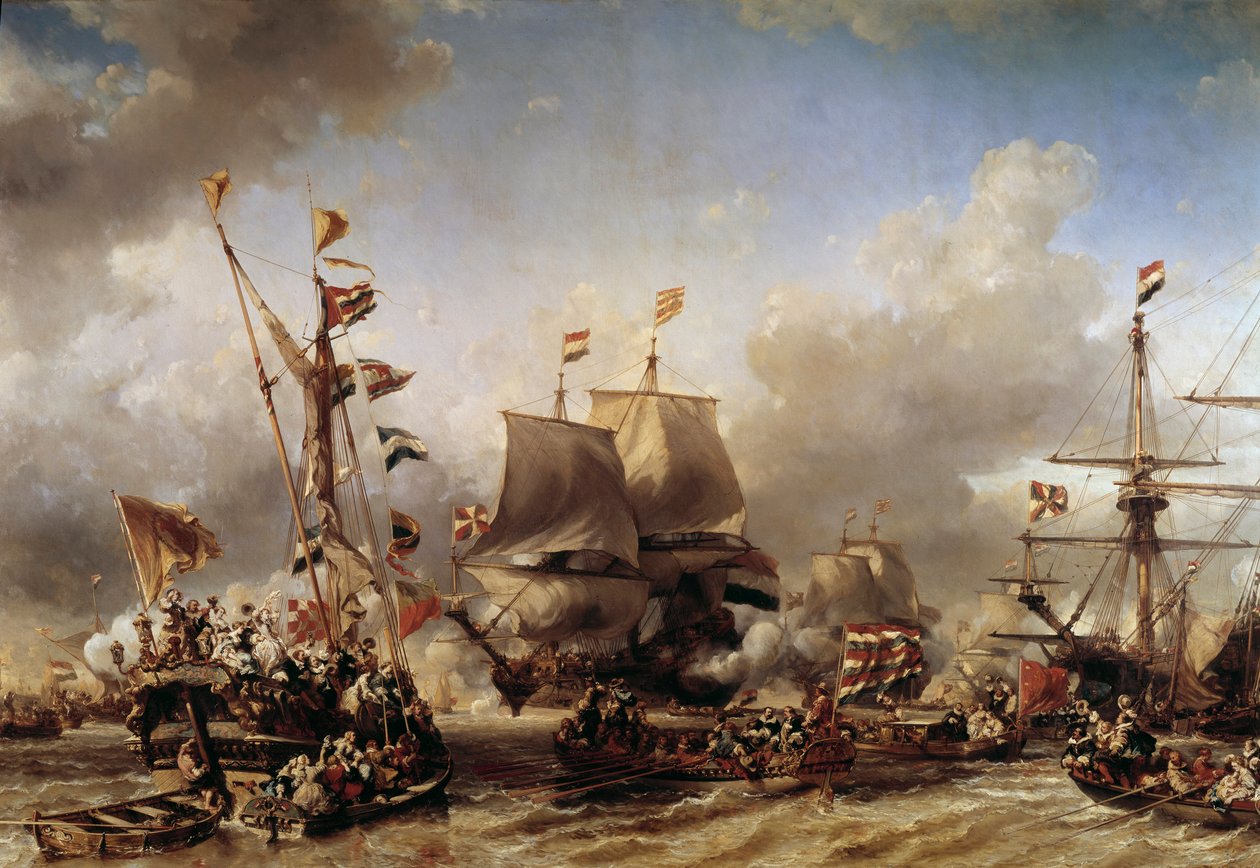 Embarkment of Dutch Admiral Michel Adrien Ruyter and William de Witt ...