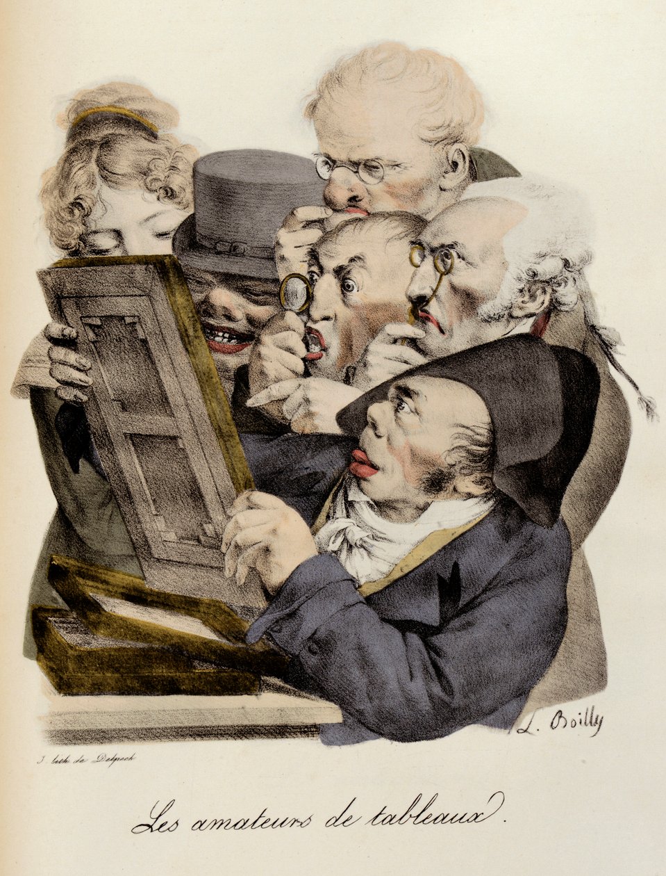 Lovers of Paintings Engraving by Louis-Leopold Boilly