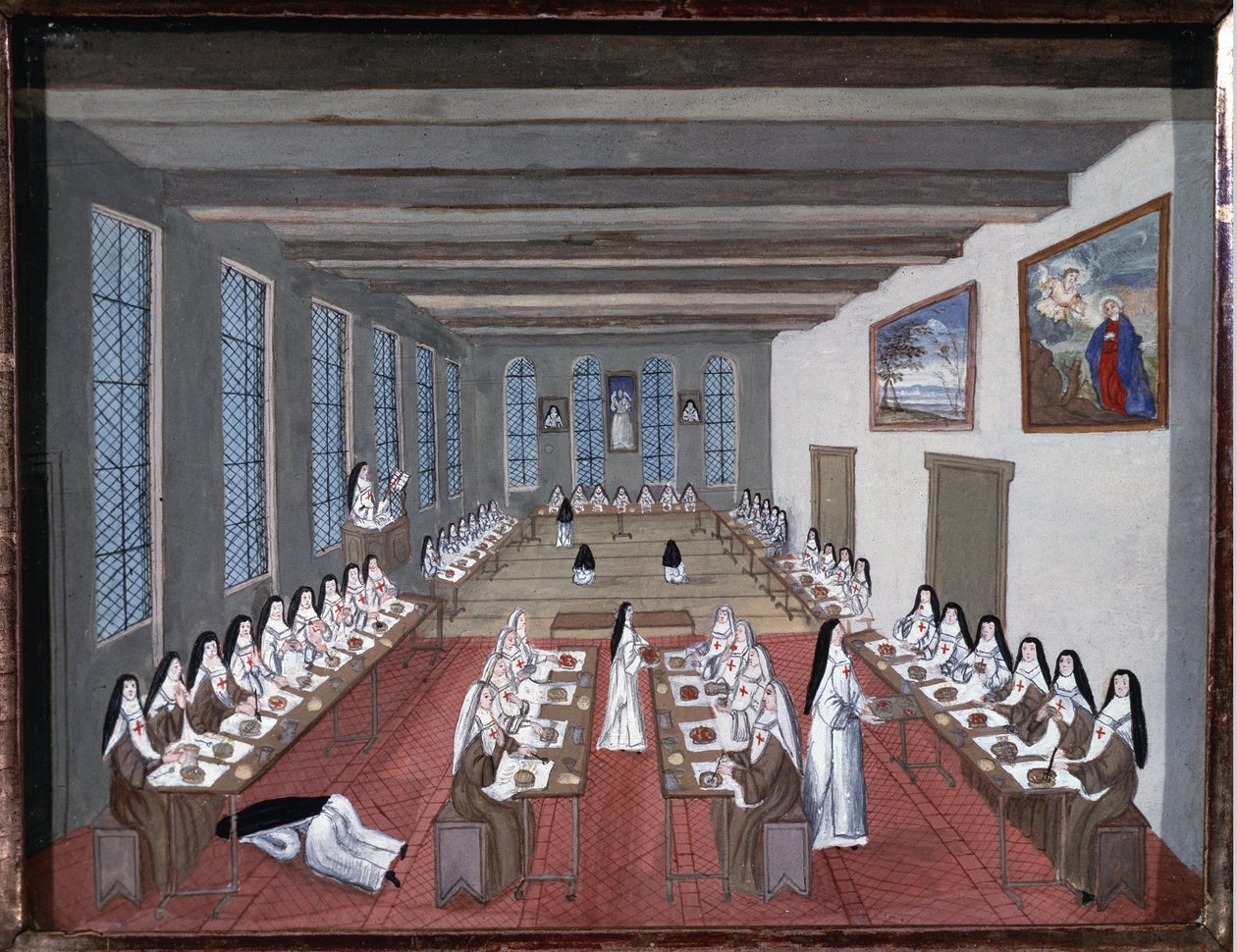Nuns in the refectory of Abbey of Port-Royal-des-Champs