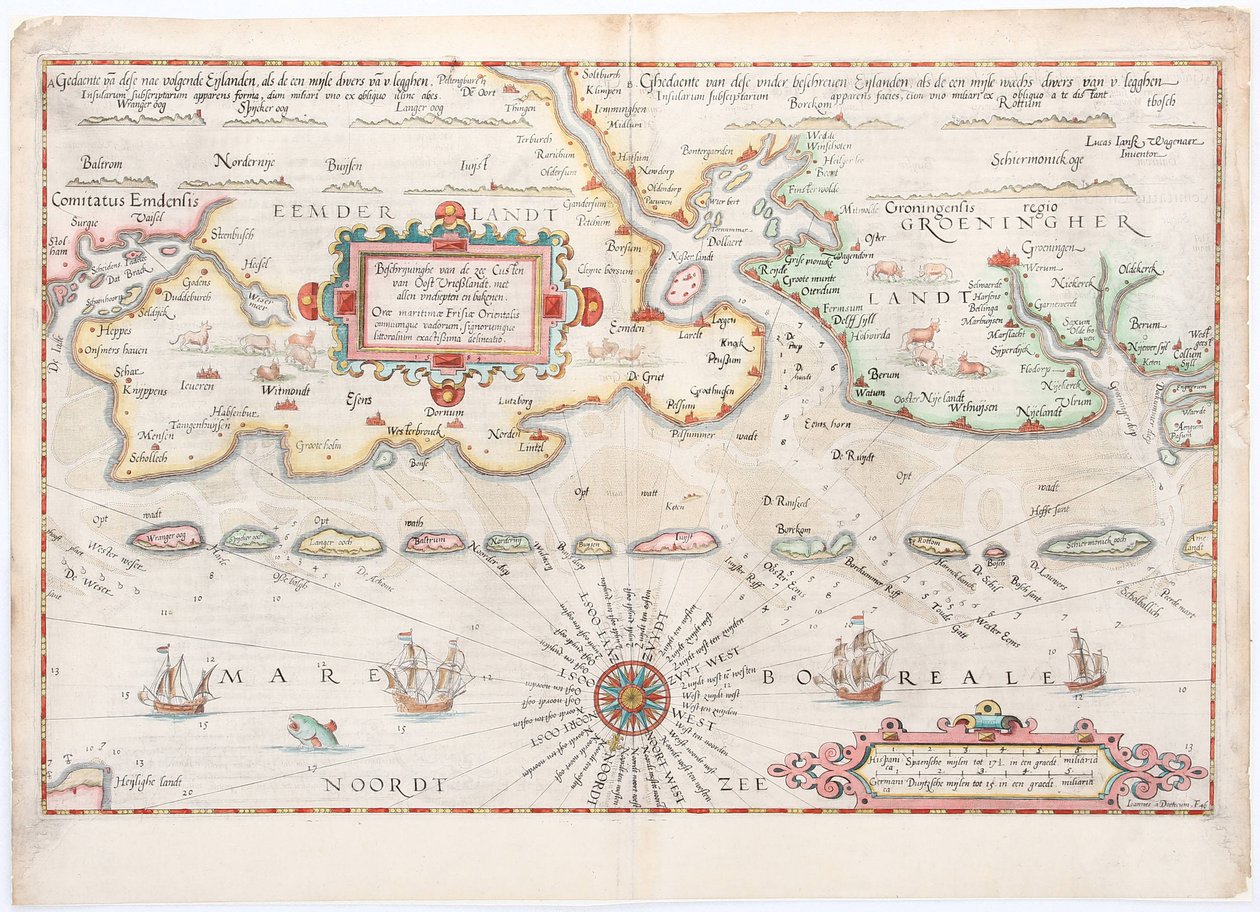 East Friesland 1584 Map by Lucas Janszoon Waghenaer