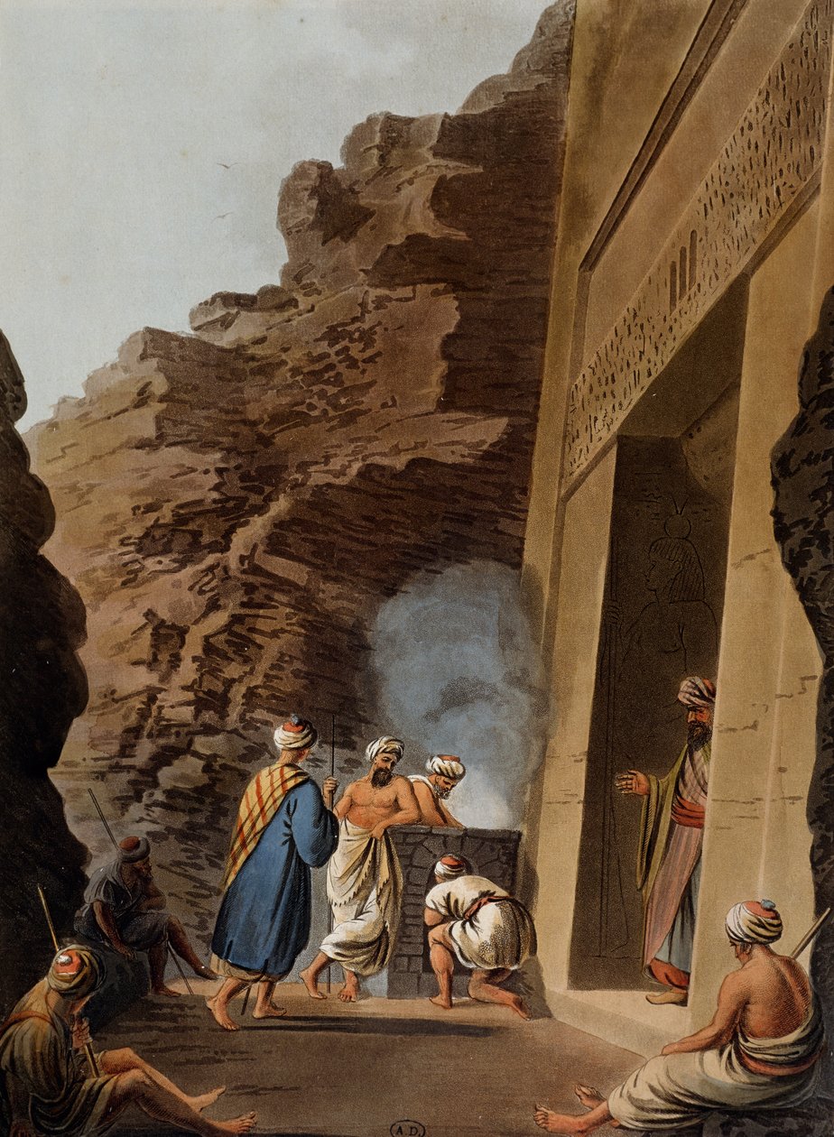 Entrance to burial chamber at Sphinx of Giza, engraving, by Luigi Mayer ...