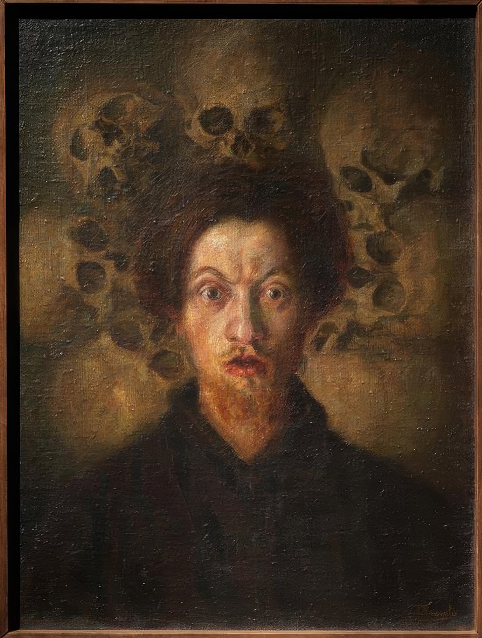 Self-Portrait with Skulls by Luigi Russolo: Fine art print