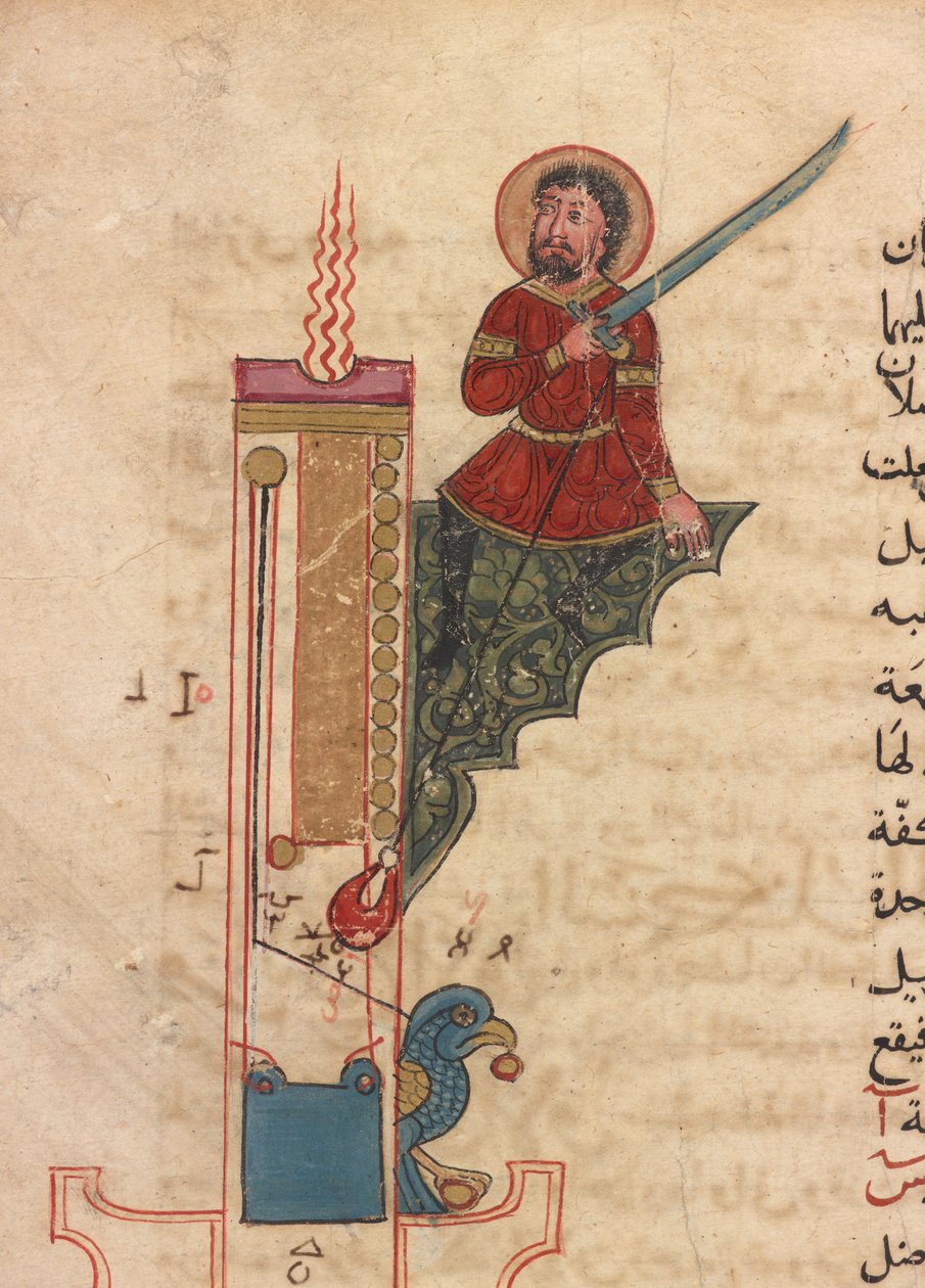 A Candle Clock, Folio from 'The Book of Knowledge of Ingenious Mechanical Devices' by al-Jazari