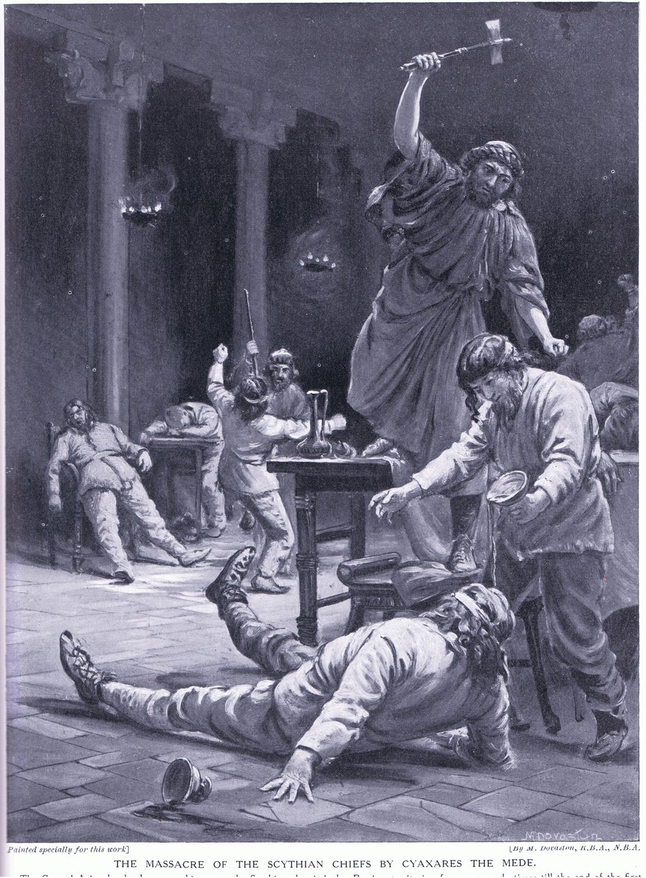 The massacre of the Scythian chiefs by Cyaxares the Mede
