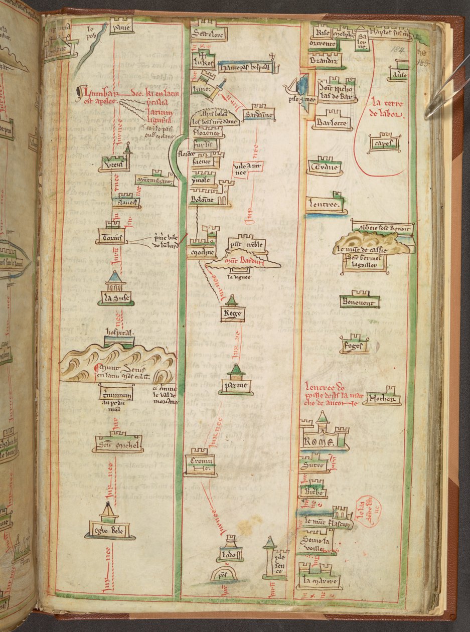 Itinerary Map Showing the Route Between London and Naples, from Matthew ...