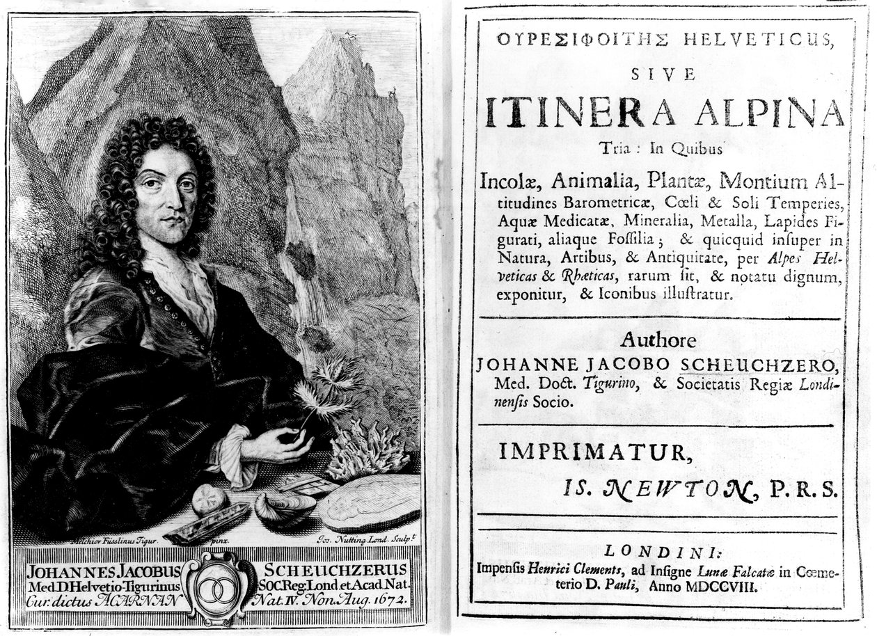Frontispiece and Title Page for 'Itinera Alpina Tria' by Johann Jakob ...