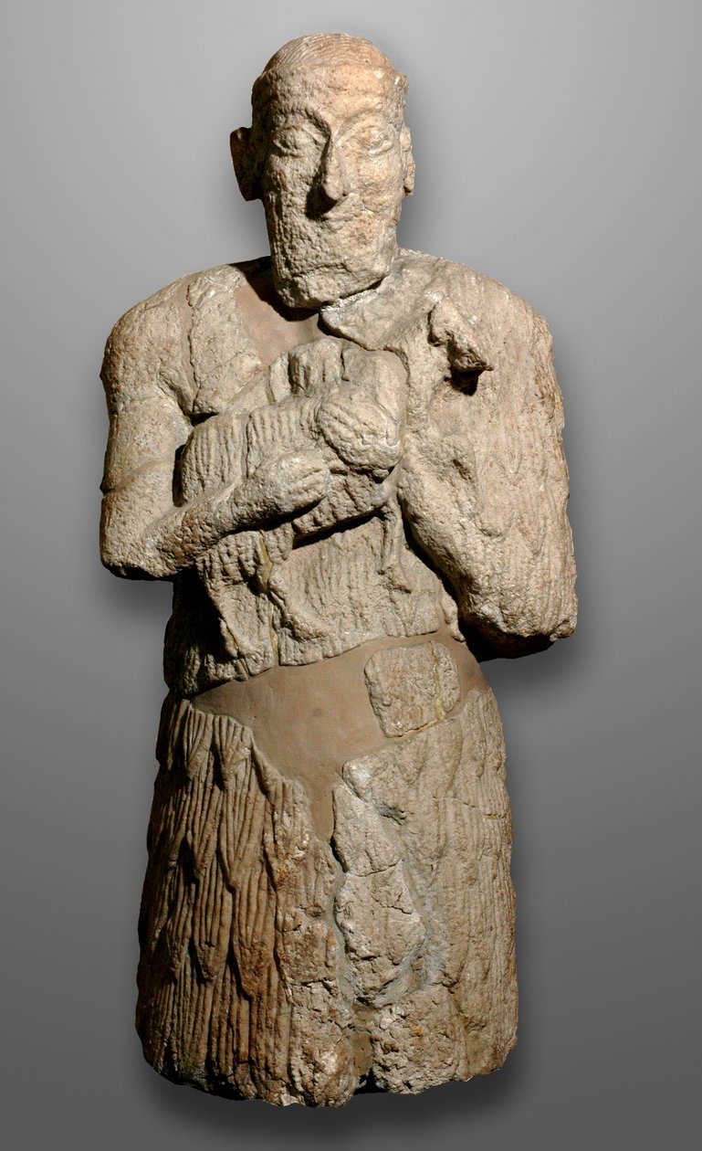 Statue of a Man Bringing Sheep to be Sacrificed, Sumeria
