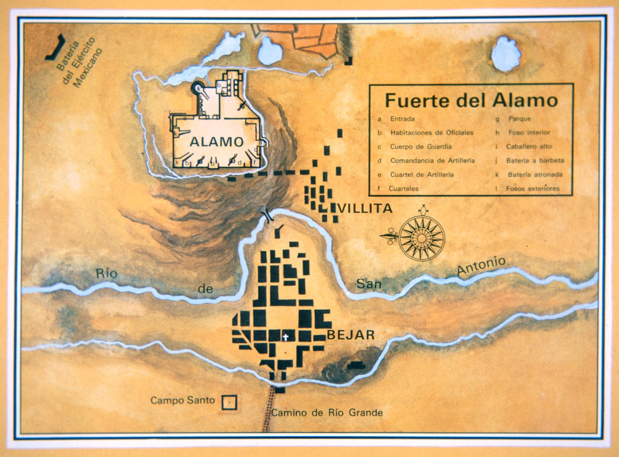 Map of the Alamo area in San Antonio based on Santa Anna's original ...