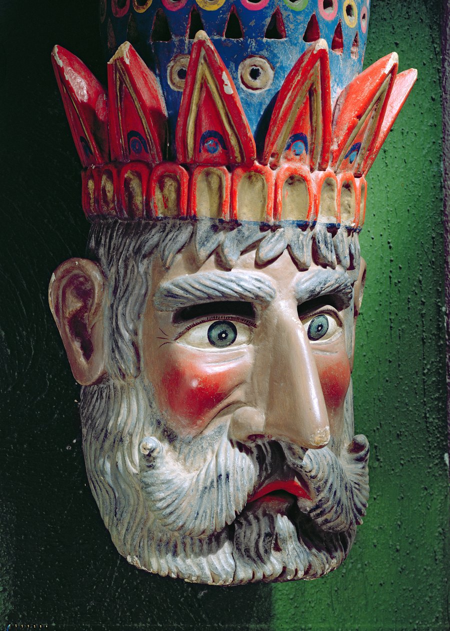 Mask of a king magus used in processions to celebrate the feast of the ...