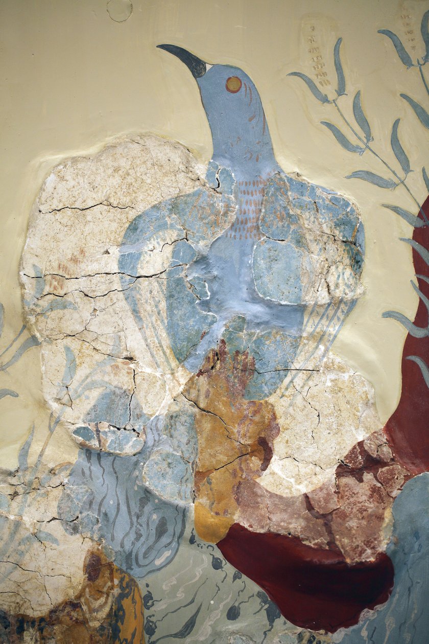 Minoan art. Detail of the Blue Bird Fresco by Minoan