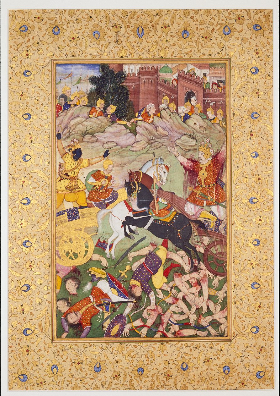 Battle Scene: The Pandavas Led by Krishna vs. the Kauravas Led by ...