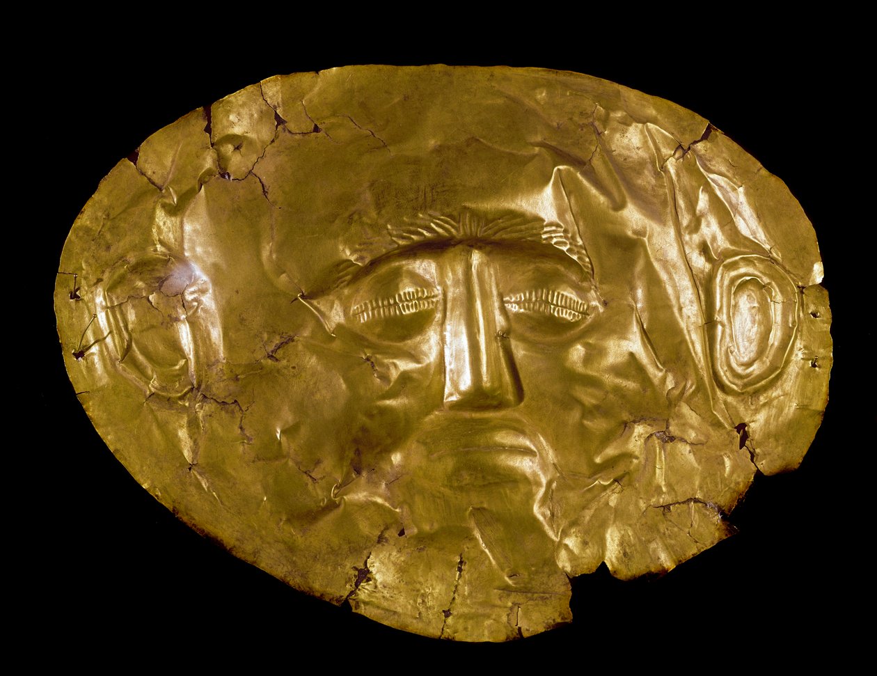 Mycenaean Art: Gold Funerary Mask from Mycenae by Mycenaean