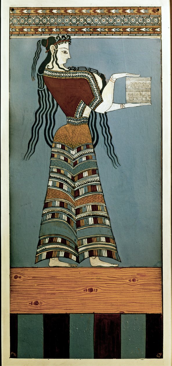 Mycenaean Art: A lady-courtesan of Mycaene. Fresco from Tyrins ...