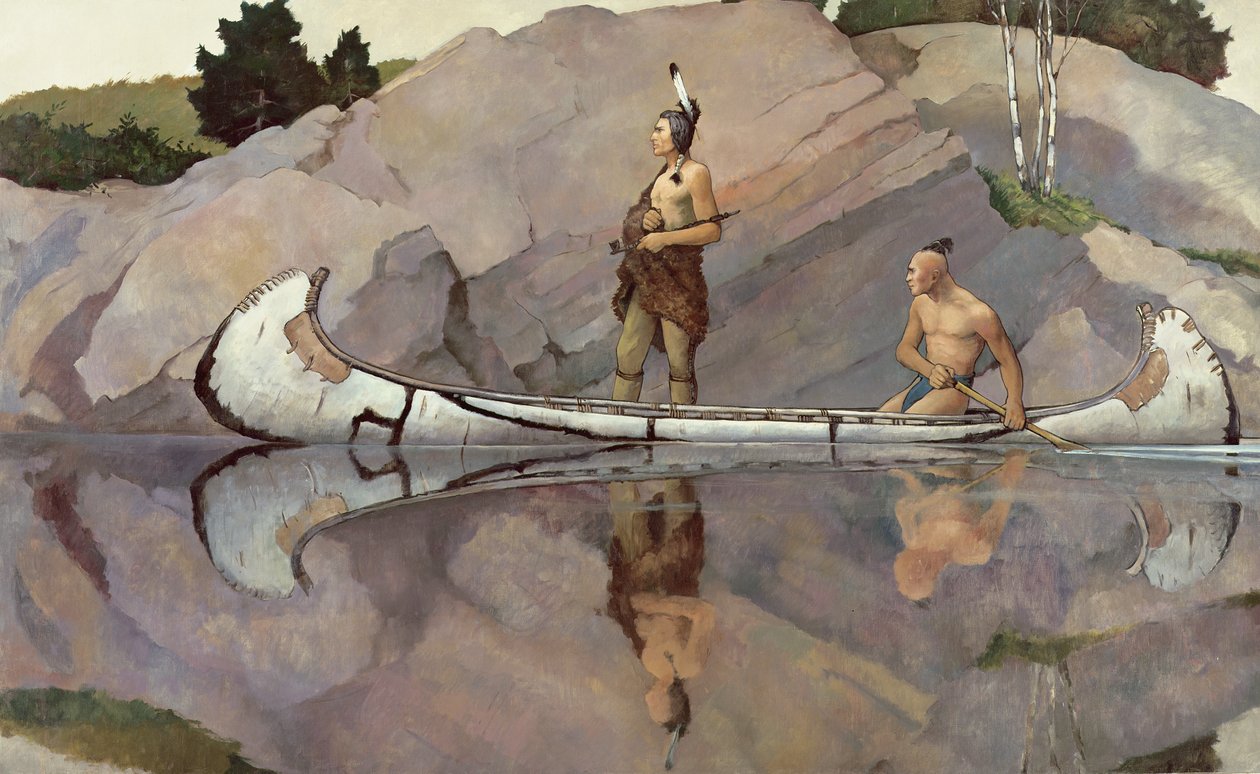 Indians in a Canoe by Newell Convers Wyeth: Fine art print