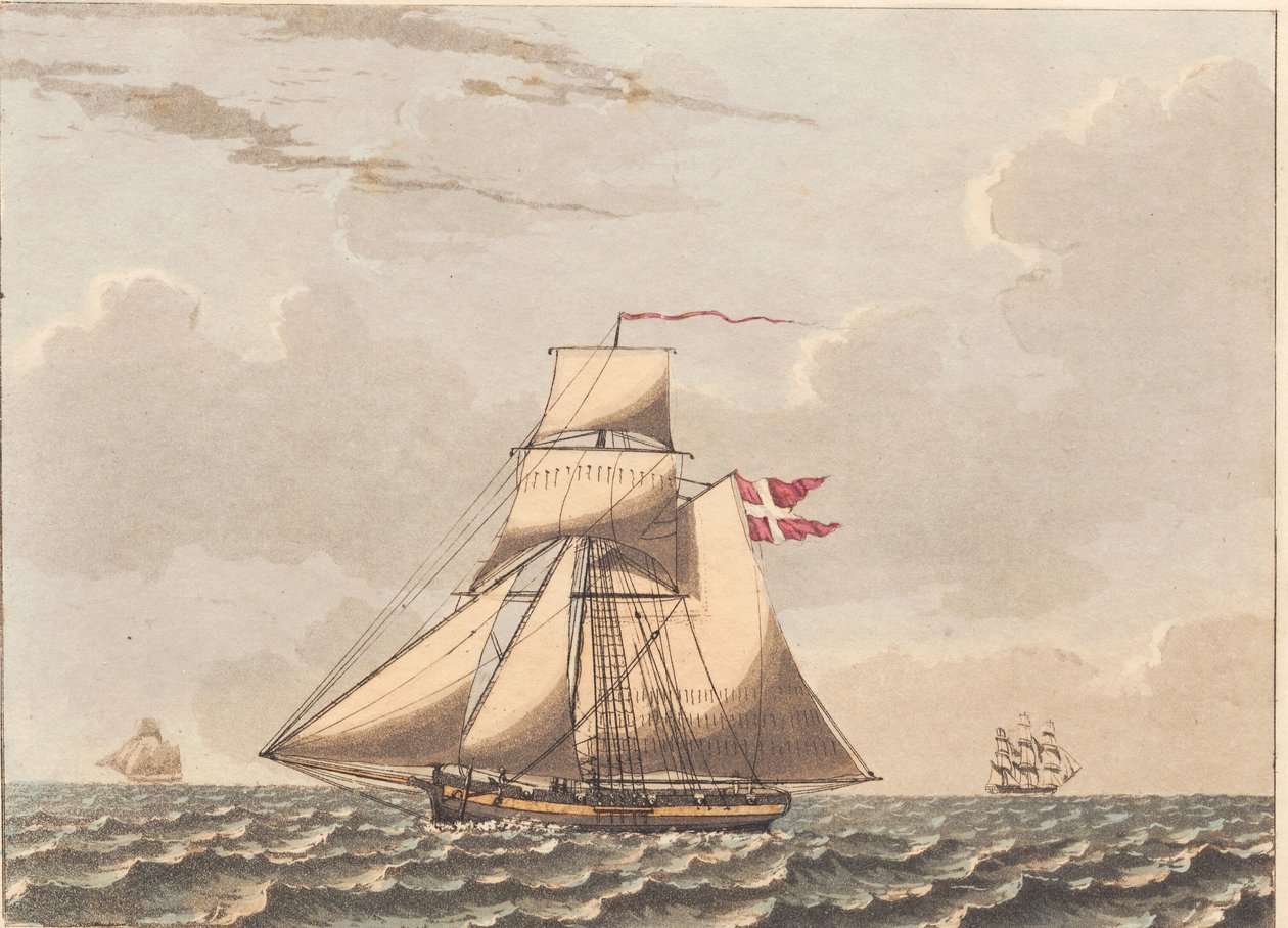 A Danish Cutter Seen in Lee, with Side Wind by Niels Truslew