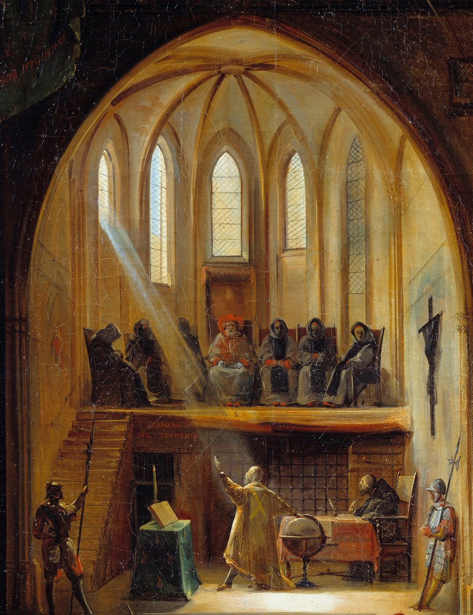 Detail of 'Galileo (1564-1642) before the Tribunal of the Inquisition ...