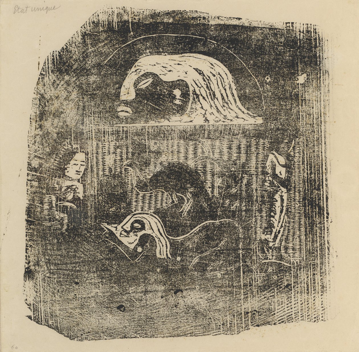 Te Atua The Gods Small Plate [verso] by Paul Gauguin