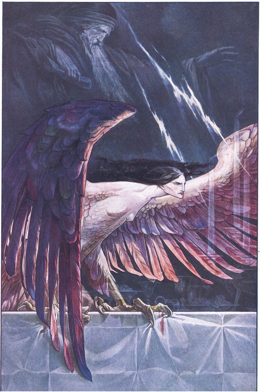 Ariel as a harpy, illustration from The Tempest, 1908
