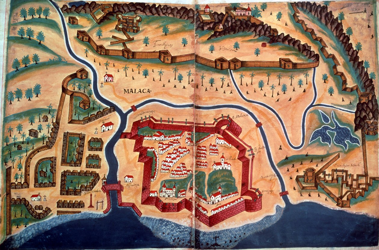 Plan of the city of Malacca (from 'Livro do Estado de India Oriental')