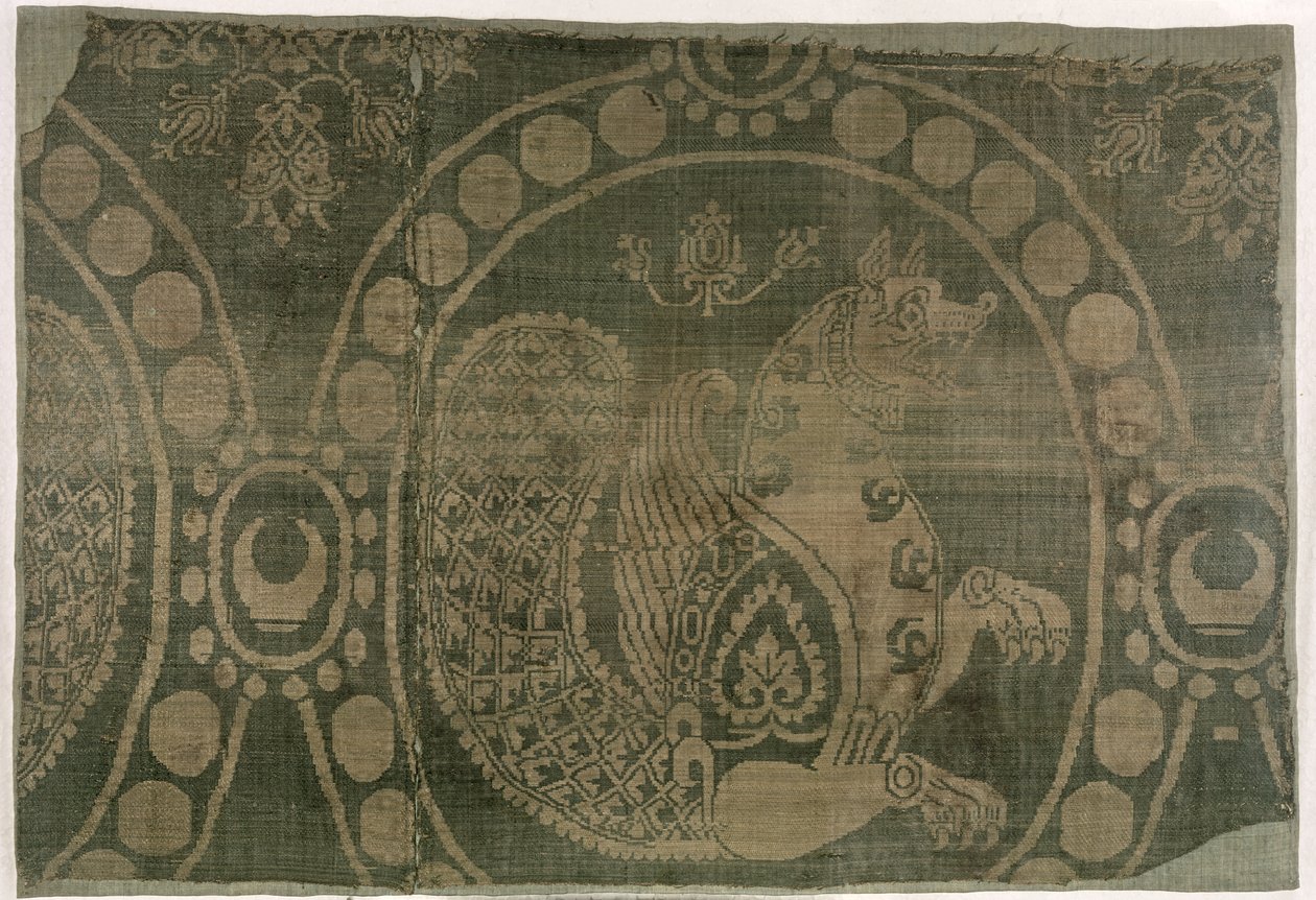Silk fragment showing the Senmurv, Sassanian Dynasty (226-651)