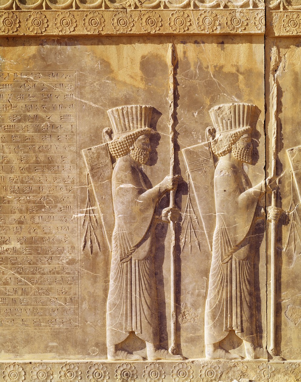 Relief depicting two archers and an ancient Persian inscription, from ...