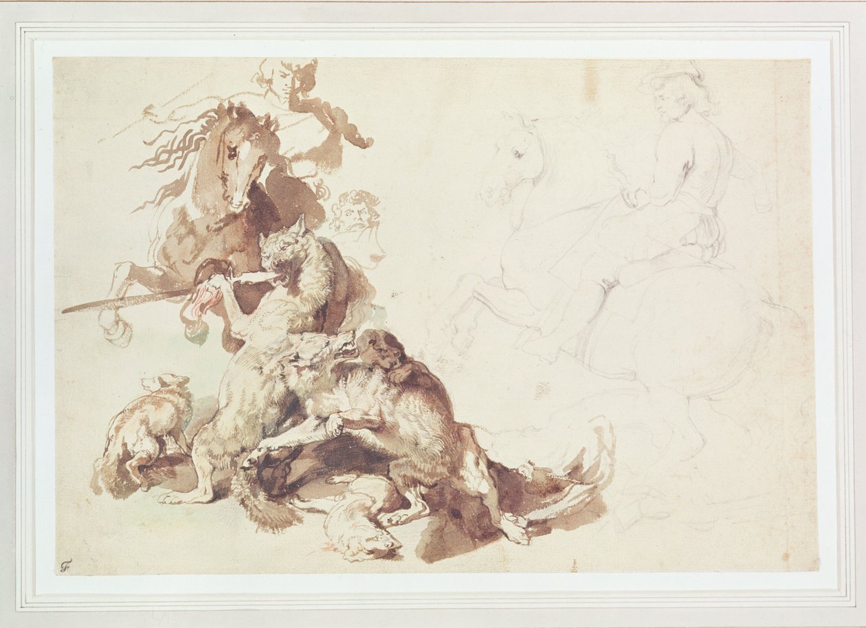Sketch for a Wolf Hunt by Peter Paul Rubens