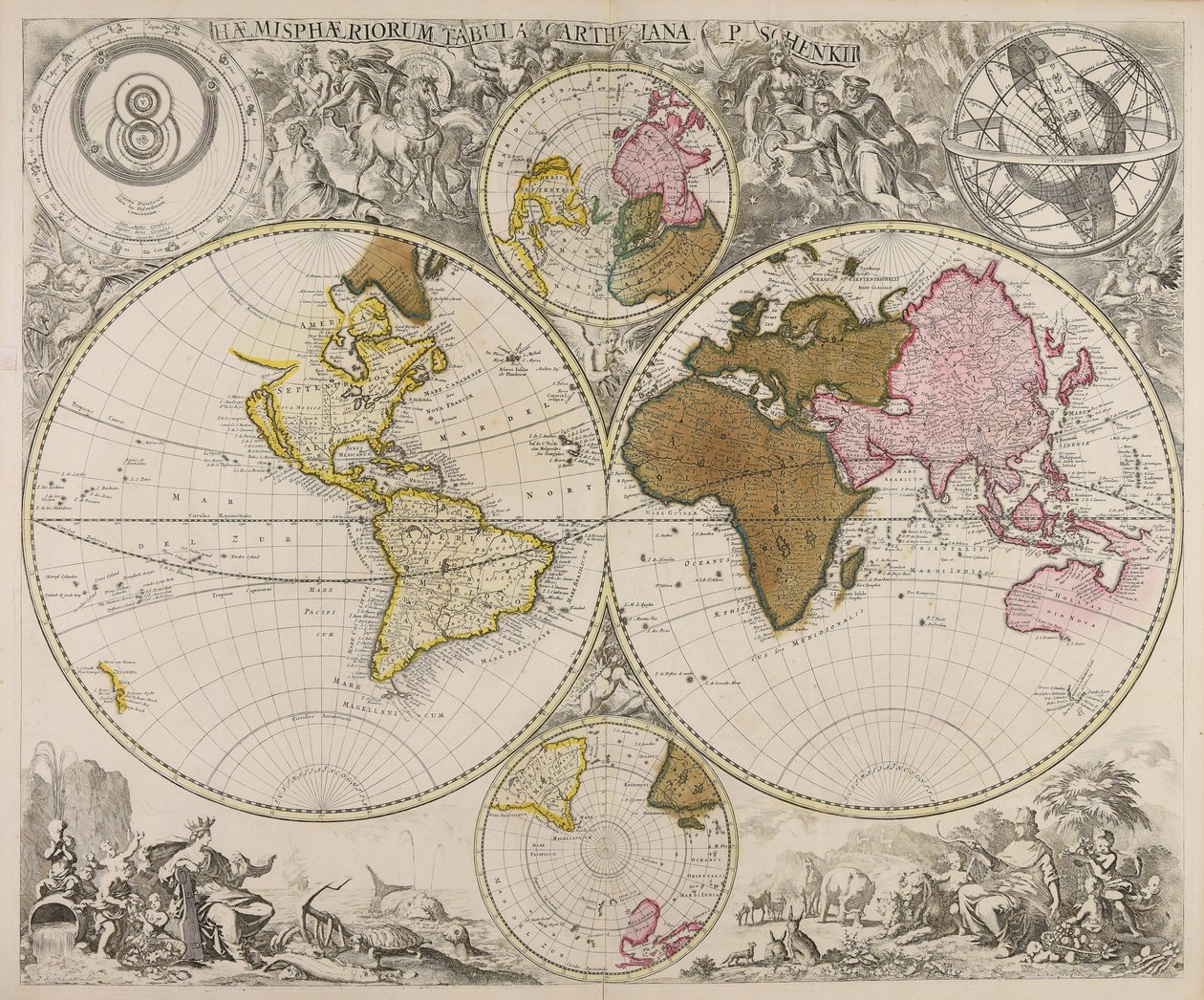 Cartesian Map of Hemispheres by Peter Schenk the Elder