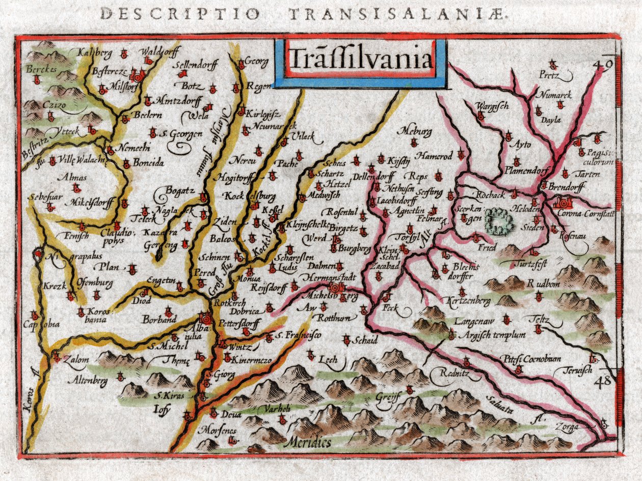 Map of Transylvania 1616 by Petrus Bertius: Fine art print