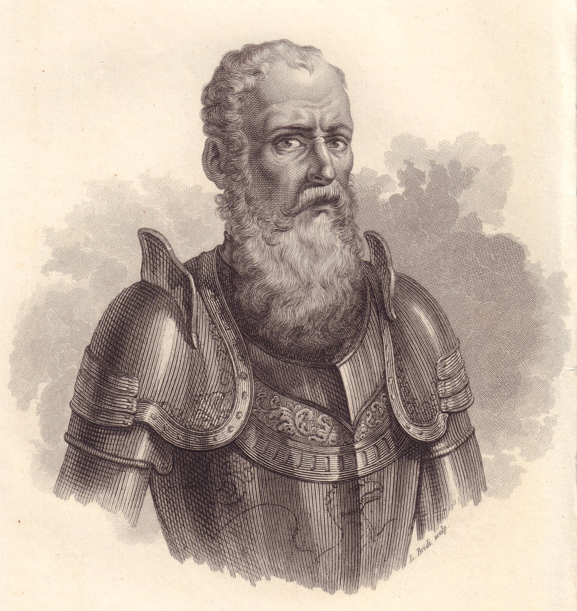 Portrait of Ezzelino III da Romano, copper engraving