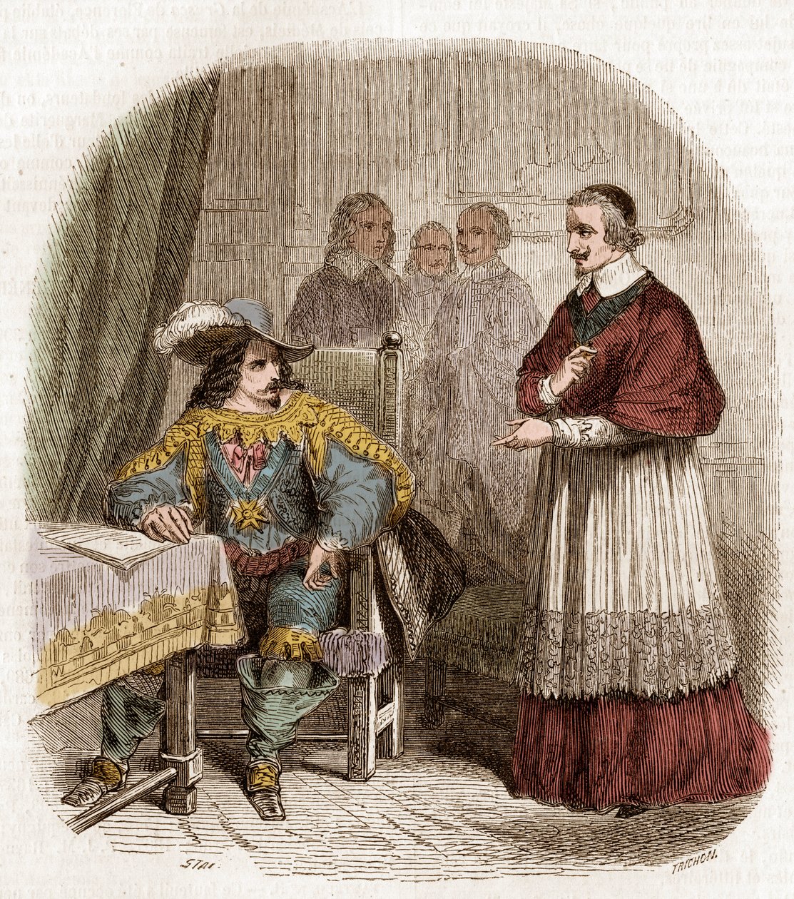 French King Louis XIII and Cardinal Richelieu Founding the Academie ...