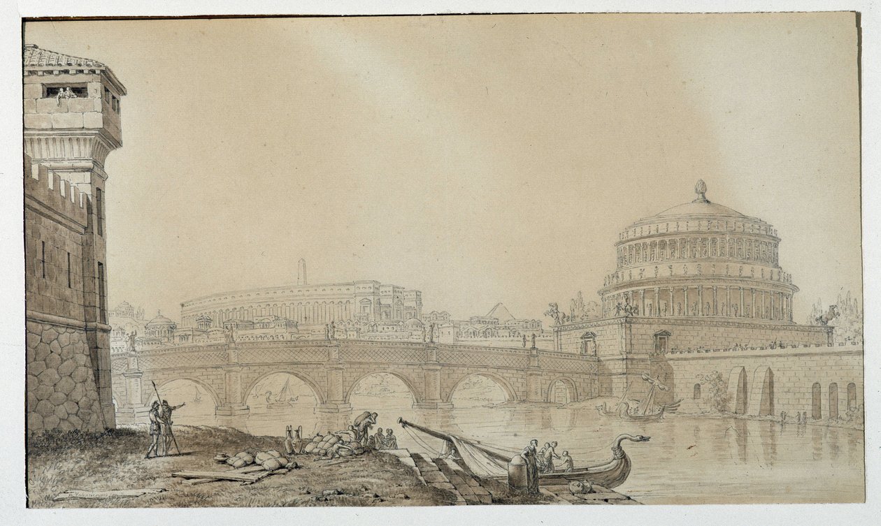 View of the Castel Sant'Angelo in the Roman era housing the Mausoleum ...