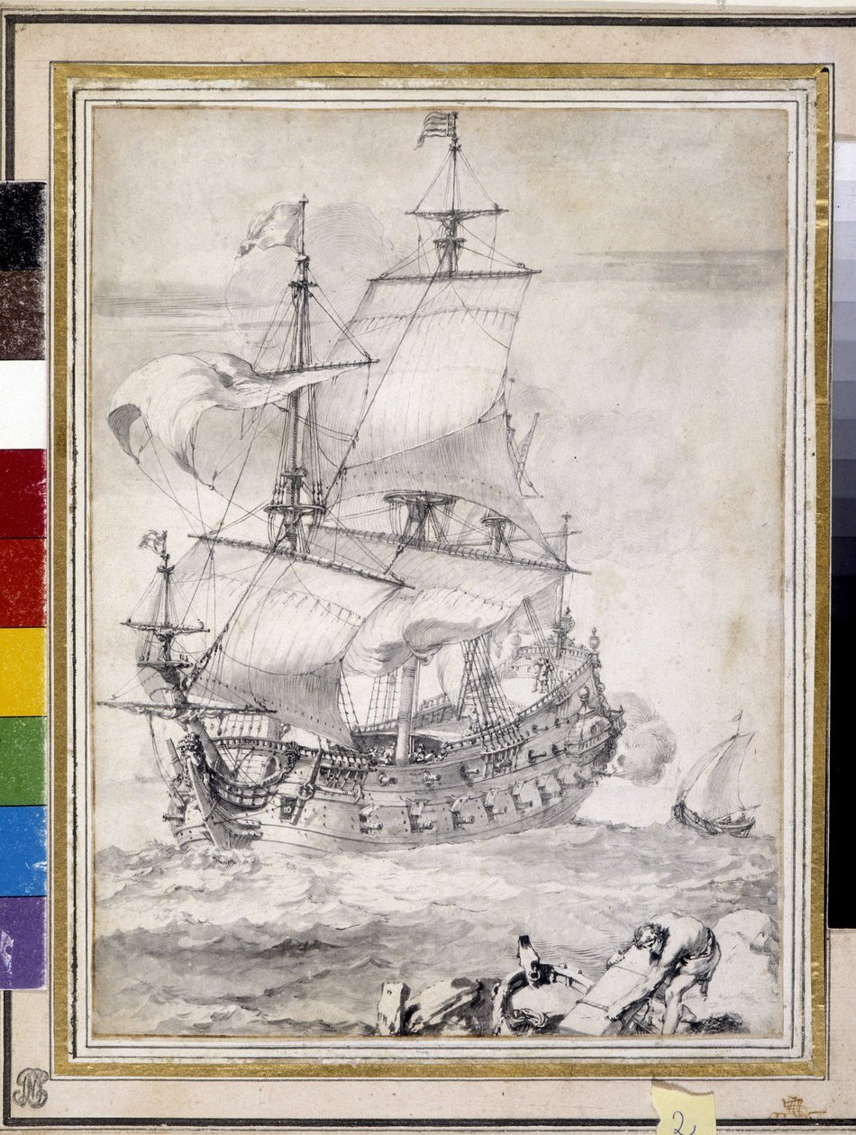 Ship at Sea by Pierre Puget: Premium art reproduction