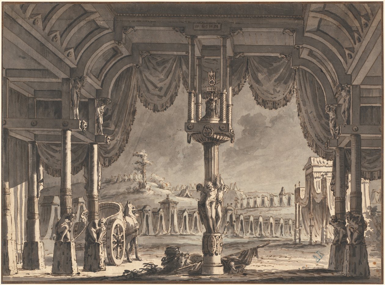 Stage Design of an Ancient Roman Encampment by Night