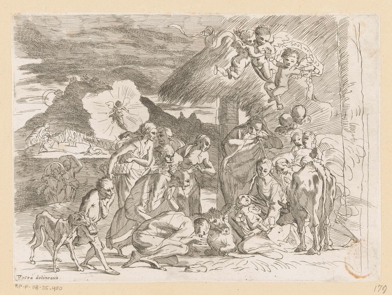Adoration by the Shepherds by Pietro Testa: Fine art print